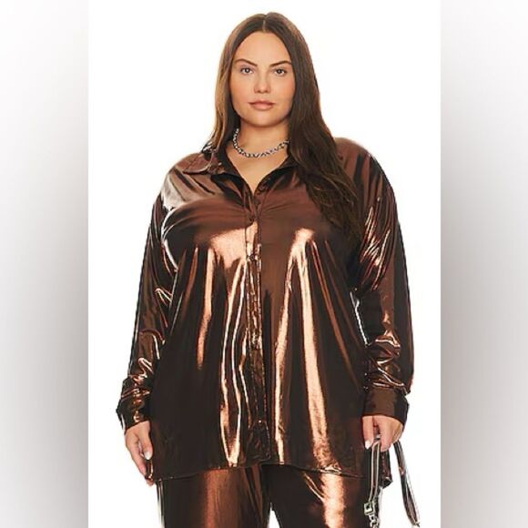 Tops | Remi X Revolve Rare Yvette Chocolate Liquid Metallic Set Nwt ...